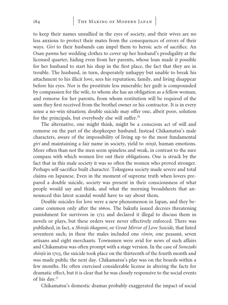 184 The Making of Modern Japan: Giri and Maintaining A Fair Name in ...