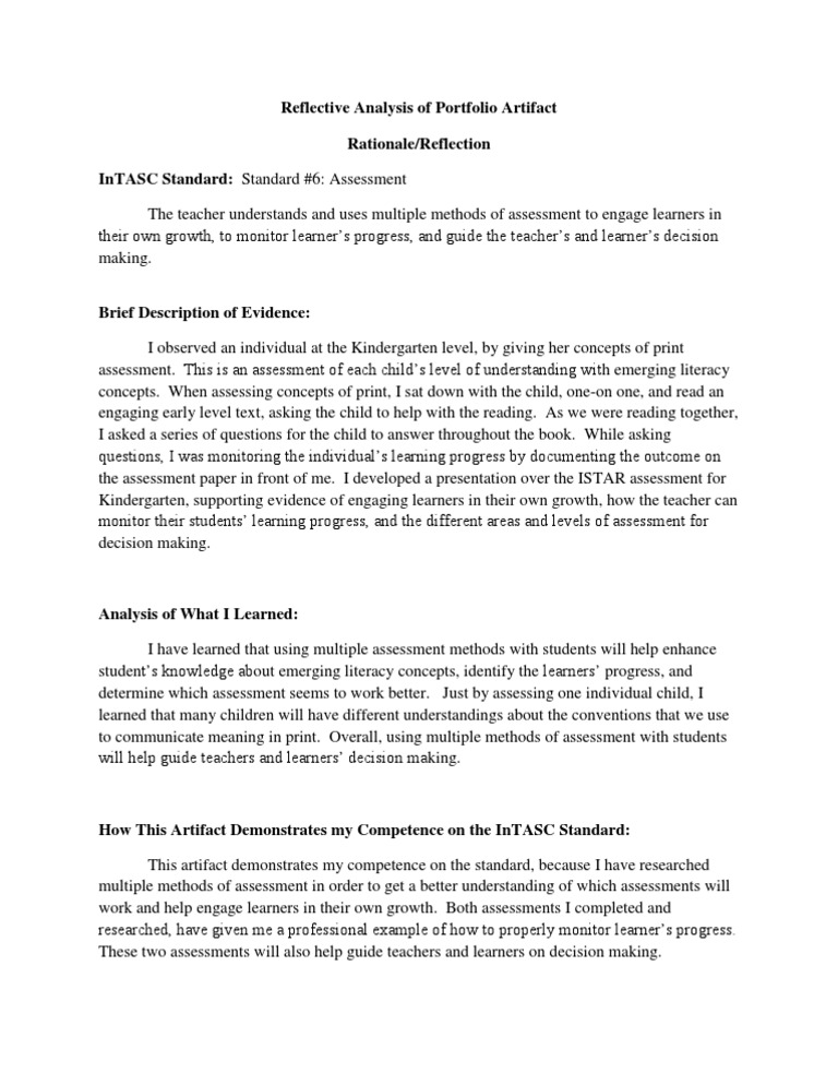 Standard 6 Reflection Analysis | PDF