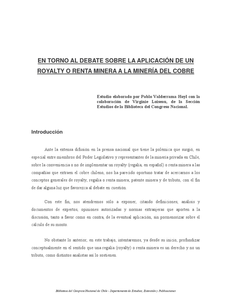 Definición y Debate sobre Royalty Minero | PDF | Impuestos | Minería