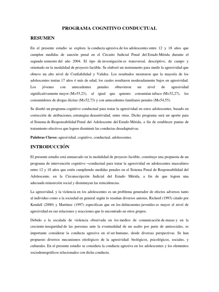 Programa Cognitivo Conductual | PDF | Delito | Comportamiento