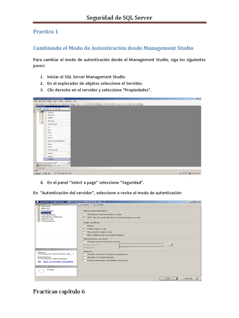 Practicas | Descargar gratis PDF | Servidor SQL de Microsoft | Contraseña
