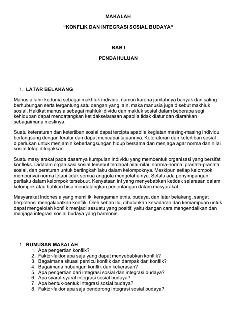Makalah Tentang Konflik Sosial Dalam Masyarakat 
