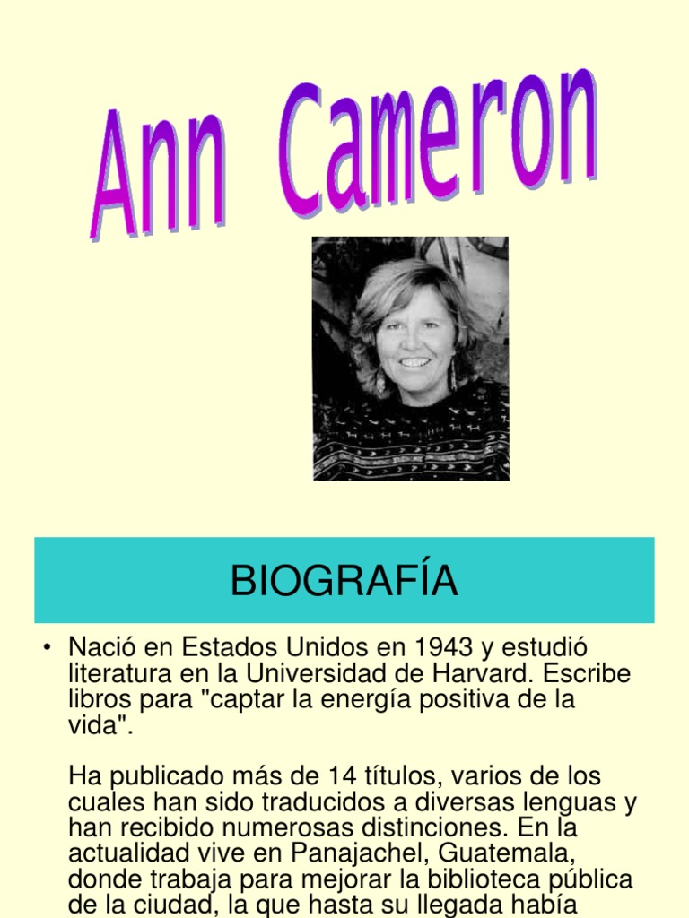 Biografía de Ann Cameron | PDF | Estufa de cocina | Turismo