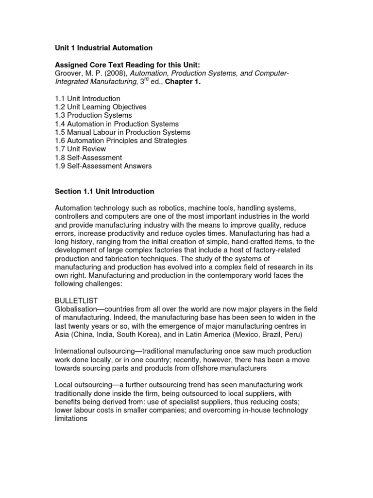 Cycle Time Calculation-Unit - 1 - Industrial - Automation PDF | PDF ...