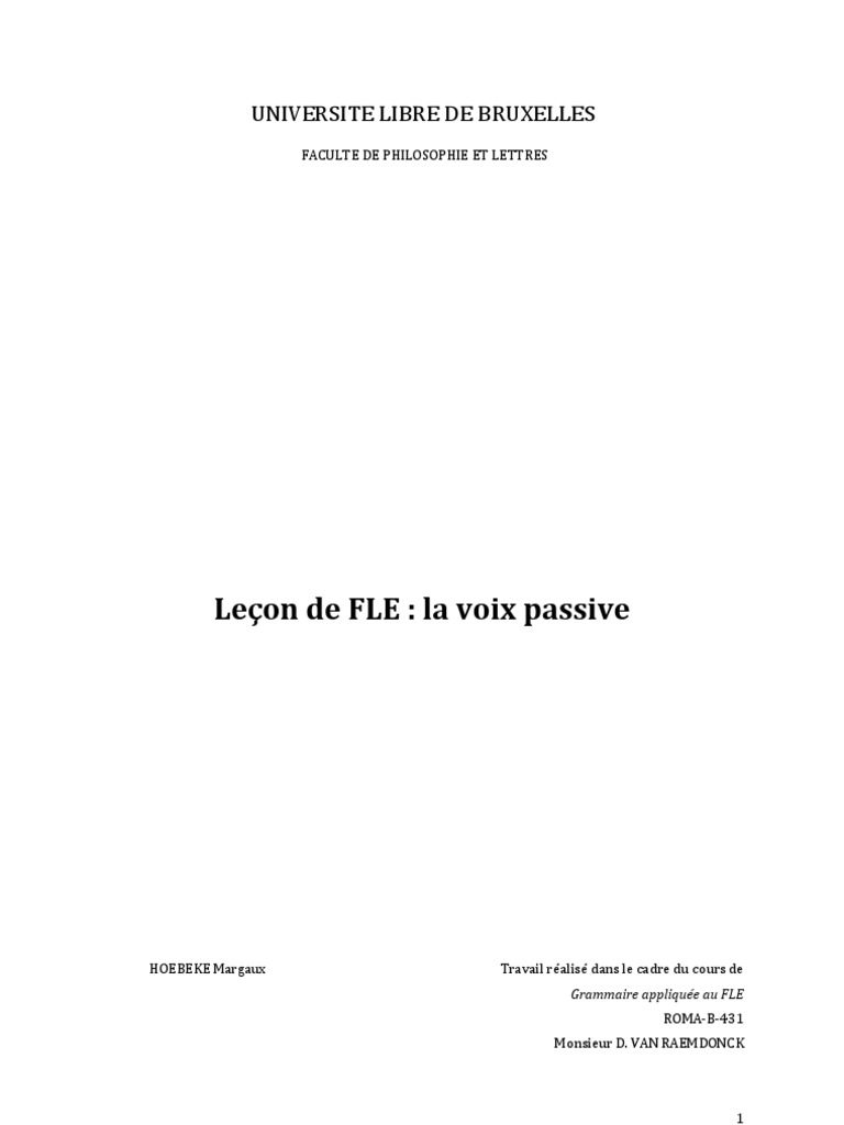La voix passive en FLE : critique et leçon | PDF | Sujet (Grammaire ...