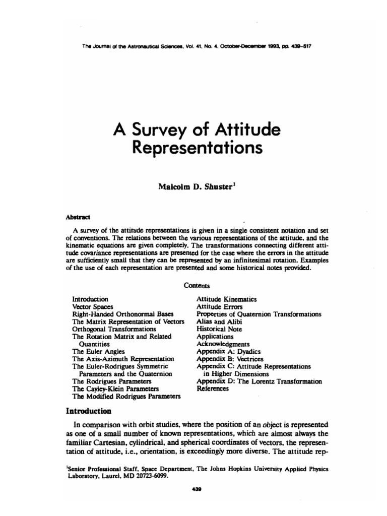 A Survey of Attitude Representations | PDF | Home & Garden