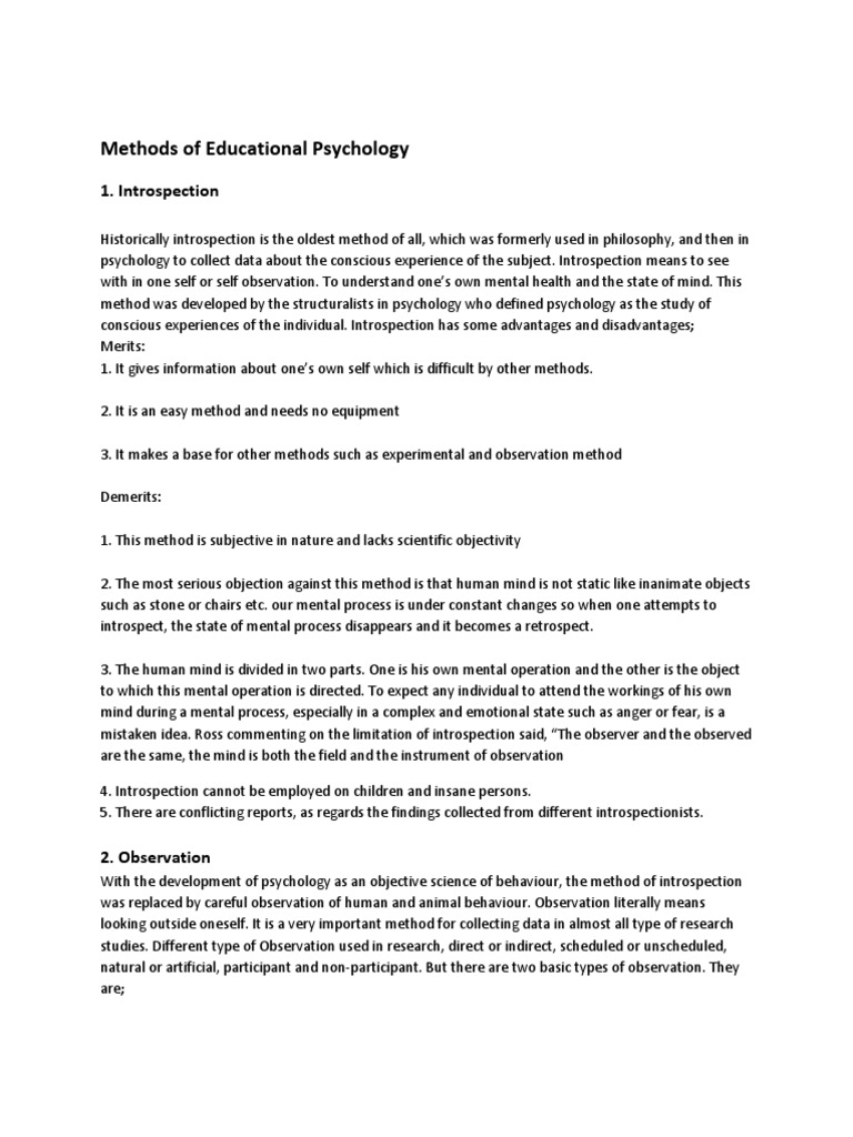 Methods of Educational Psychology | PDF | Experiment | Observation