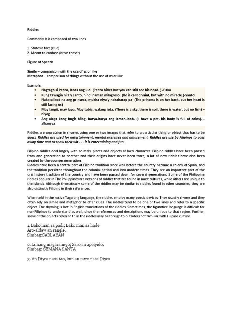 Riddles & Proverbs | PDF | Riddle