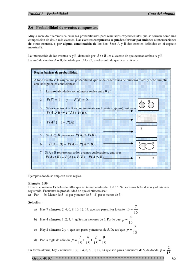 Probabilidad de Eventos Simples y Compuestos | PDF | Probabilidad ...