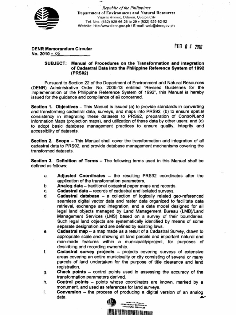 Cadastral Survey from DENR | Surveying | Map