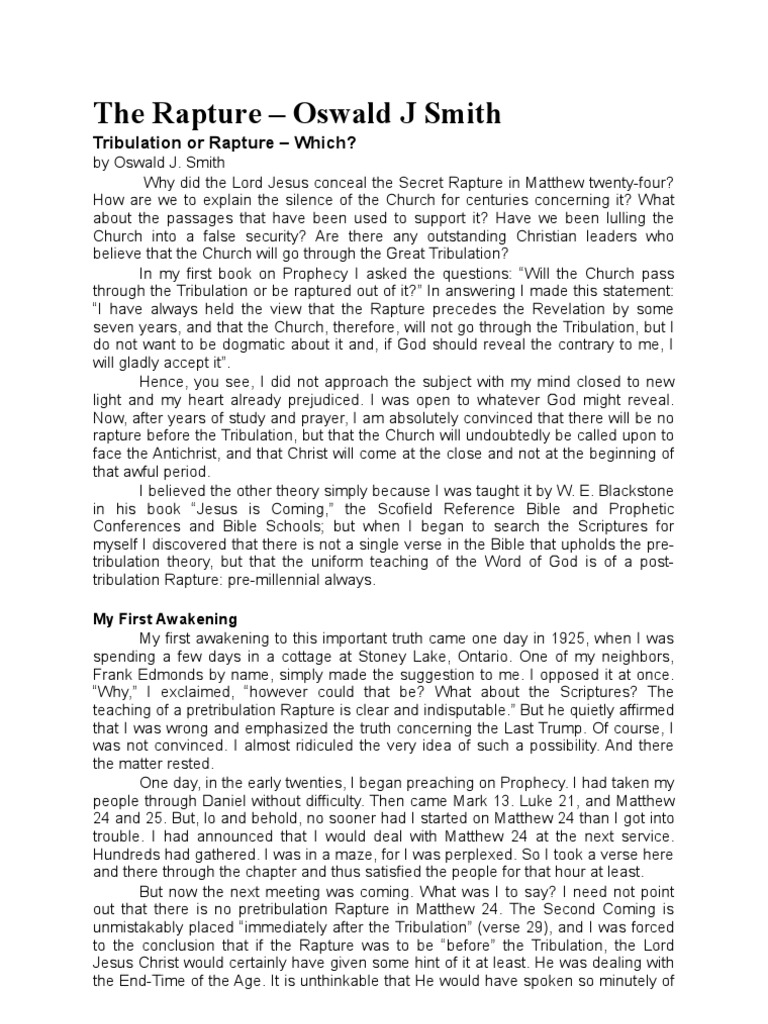 The Rapture | Download Free PDF | Rapture | Great Tribulation