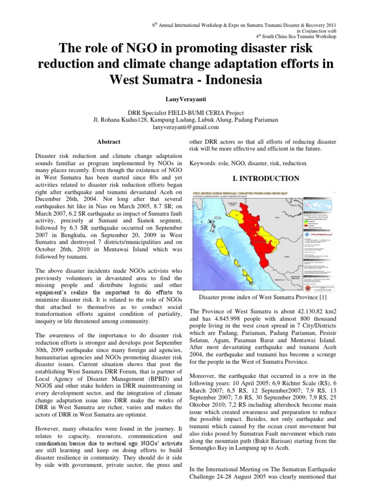 The Role of NGO in Promoting Disaster Risk Reduction and Climate Change ...