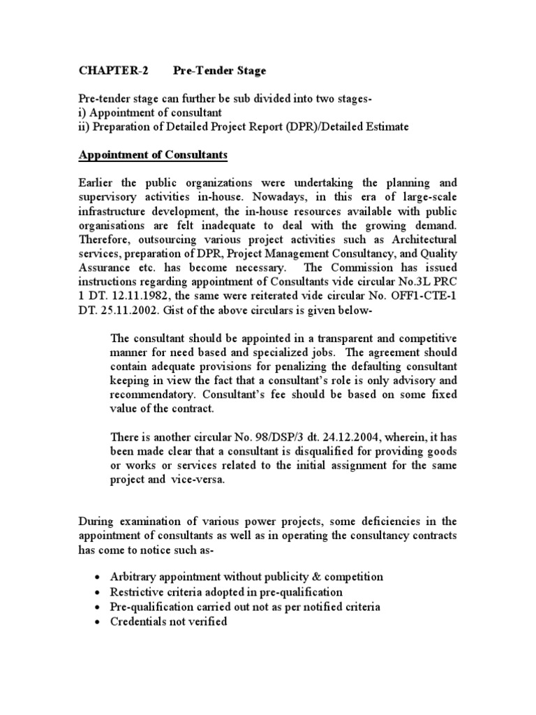 2 Pre Tender Stage | PDF