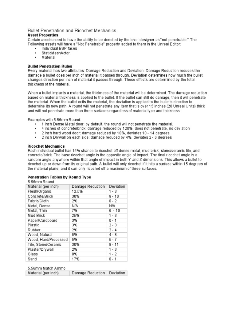 Bullet Penetration and Ricochet Mechanics | PDF | Drywall | Brick
