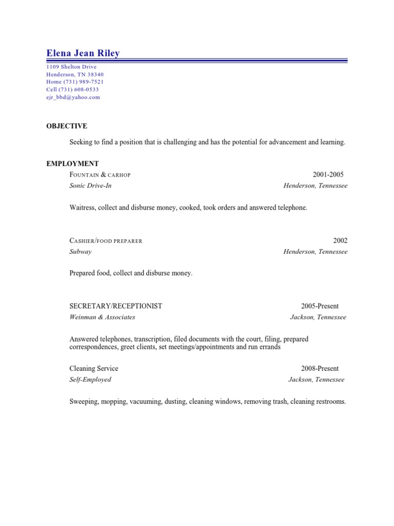 Elena Riley's Resume and Skills Profile | PDF