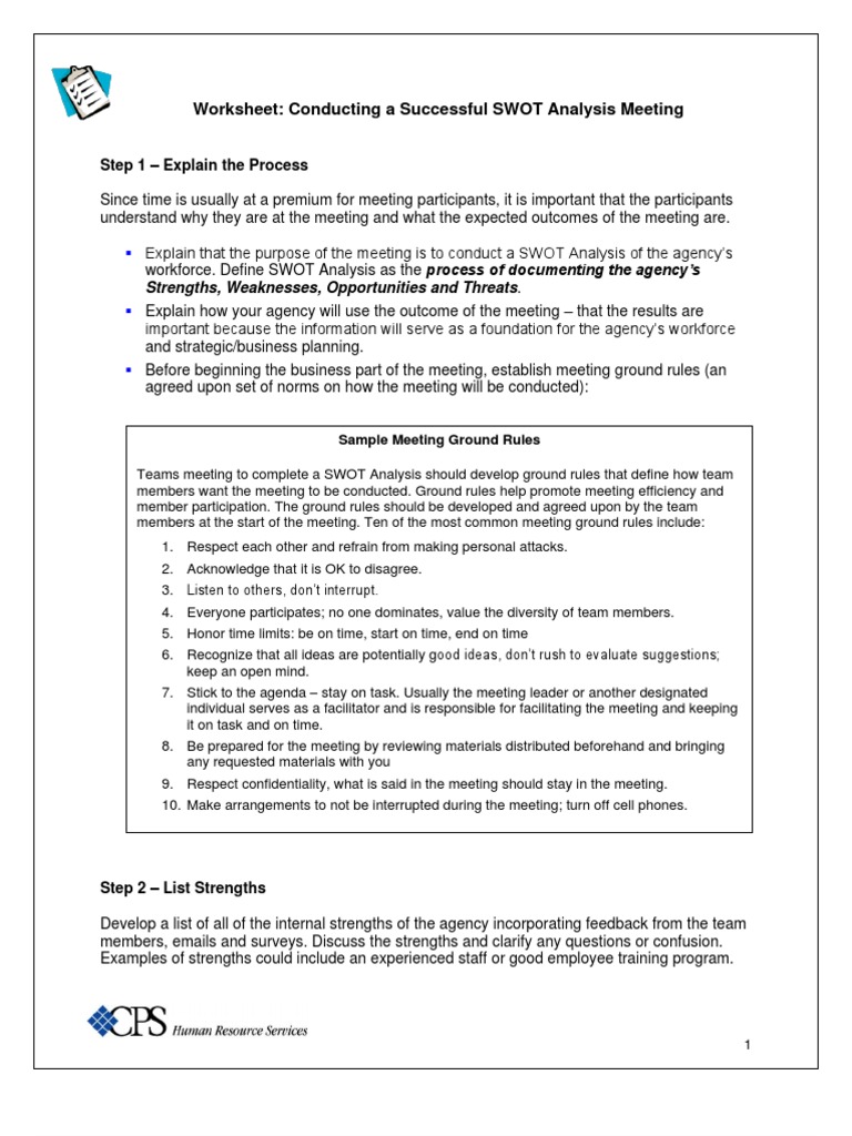 Leading a SWOT Analysis Meeting | PDF | Consensus Decision Making ...