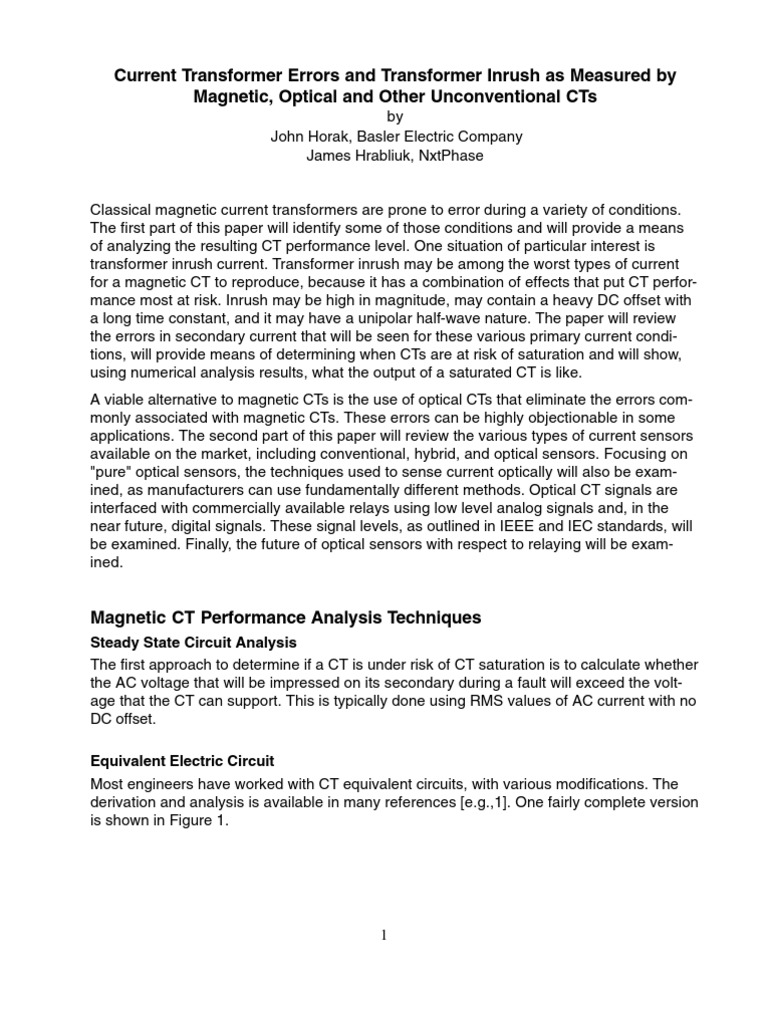 Current Transformer Errors and Transformer Inrush | PDF