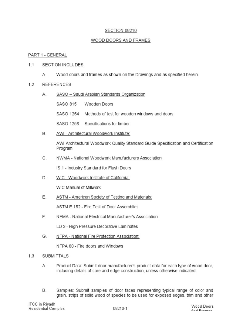 ITCC in Riyadh Residential Complex J10-13300 08210-1 Wood Doors and ...