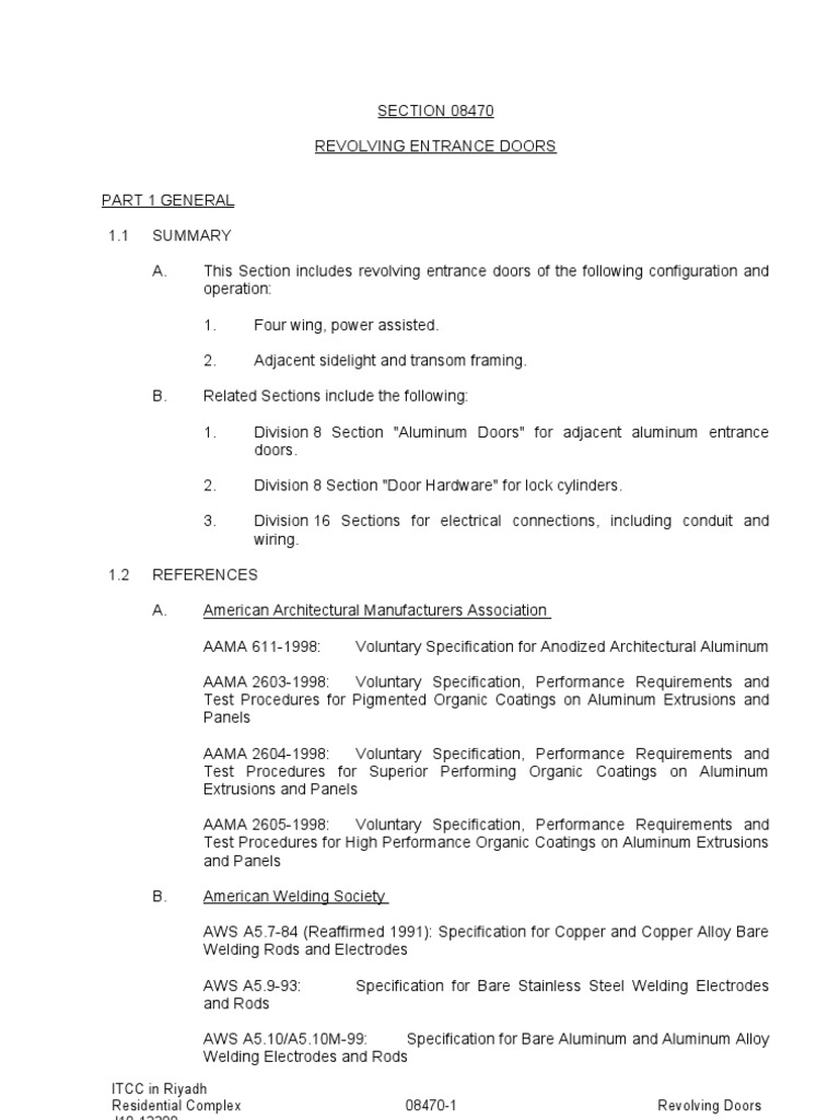 ITCC in Riyadh Residential Complex J10-13300 08470-1 Revolving Doors ...