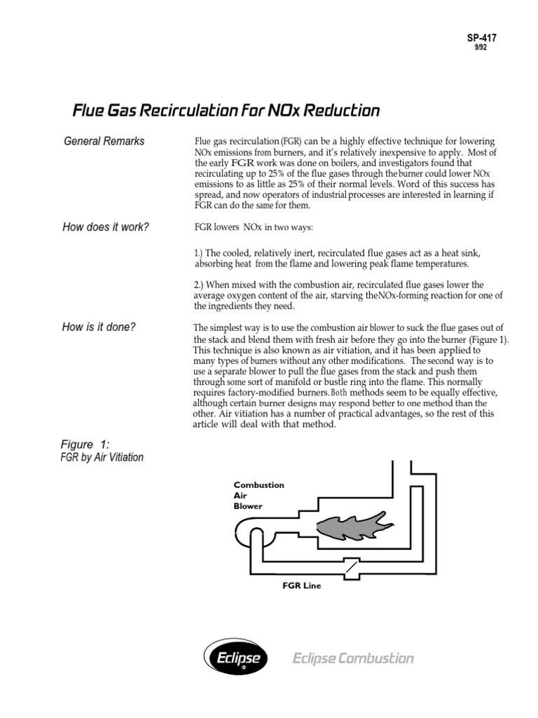 Recirculation Flue Gas Fan Pdf N Ox Combustion