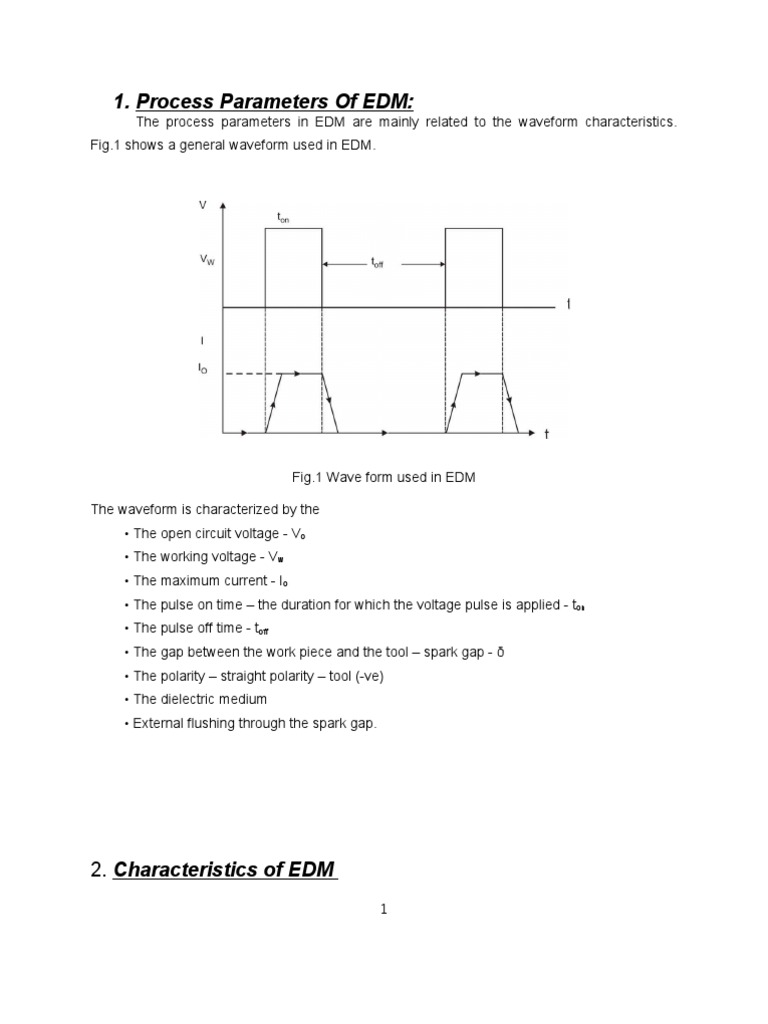 Process Parameters of EDM | PDF | Electrical Resistivity And ...
