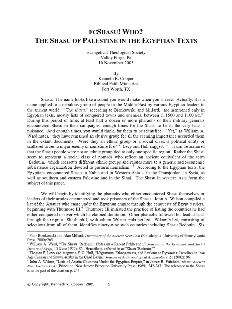 Shasu in Medio Oriente | New Kingdom Of Egypt | Canaan