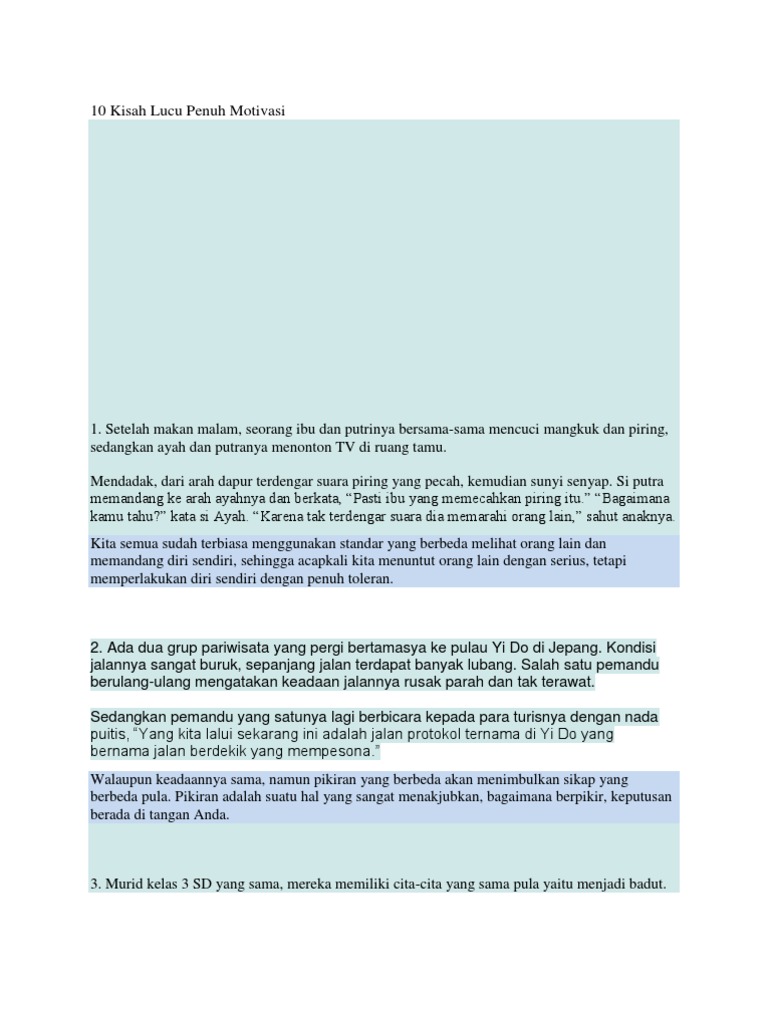 10 Kisah Lucu Penuh Motivasi | PDF