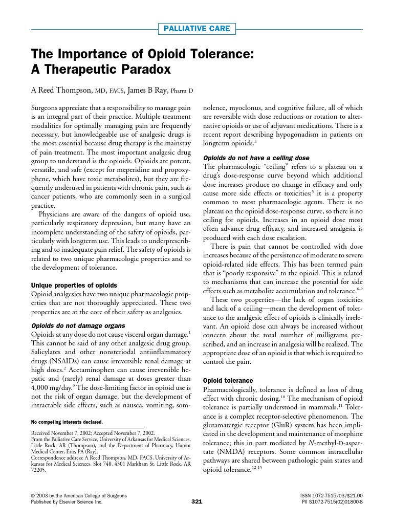 Importance of Opioid Tolerance | Opioid | Analgesic