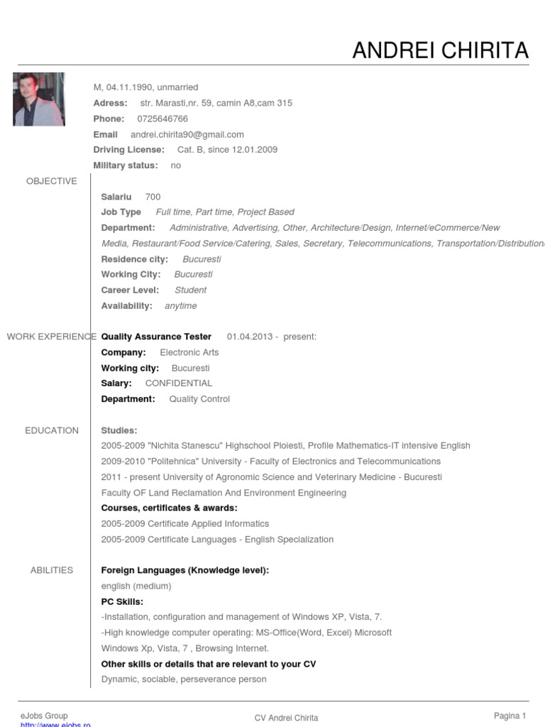 CV of Andrei Chirita | PDF