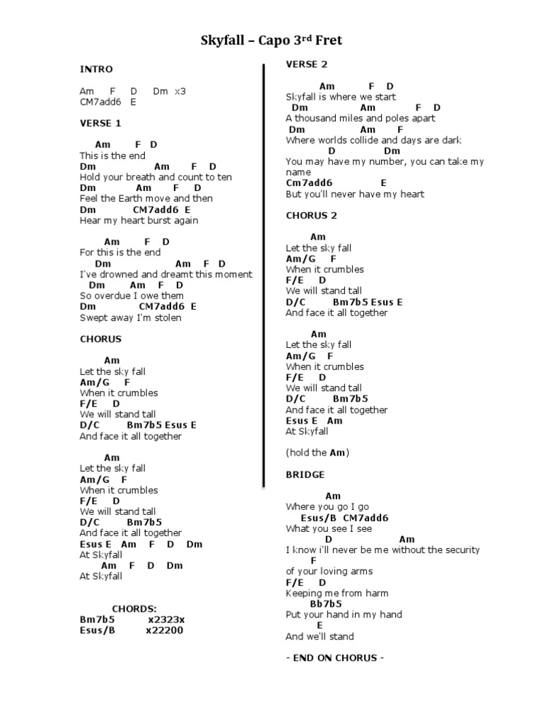 Skyfall Guitar Chords and Lyrics | PDF