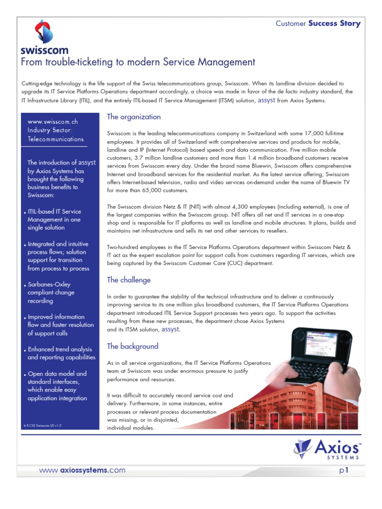Axios Systems: Swisscom ITIL ITSM Case Study | PDF | It Service ...