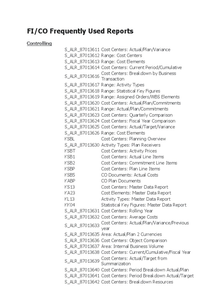 FICO Frequently Used Reports | PDF | Depreciation | Cheque
