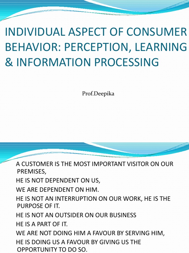 Consumer Behavior (Lecture 2) | PDF | Perception | Reinforcement