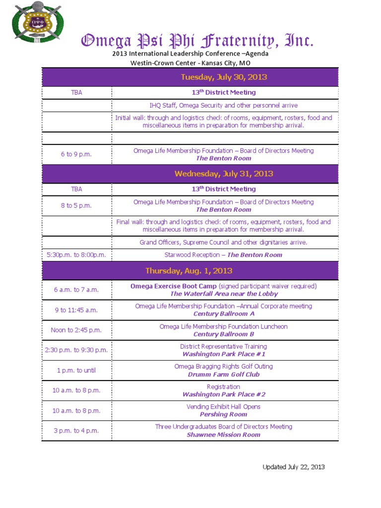 Omega Psi Phi 2013 Leadership Conference Agenda | PDF | Career & Growth ...