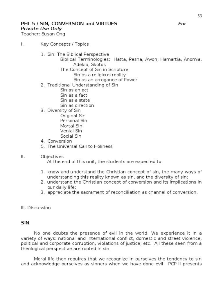 Sin, Conversion and Virtues | Download Free PDF | Repentance | Sin