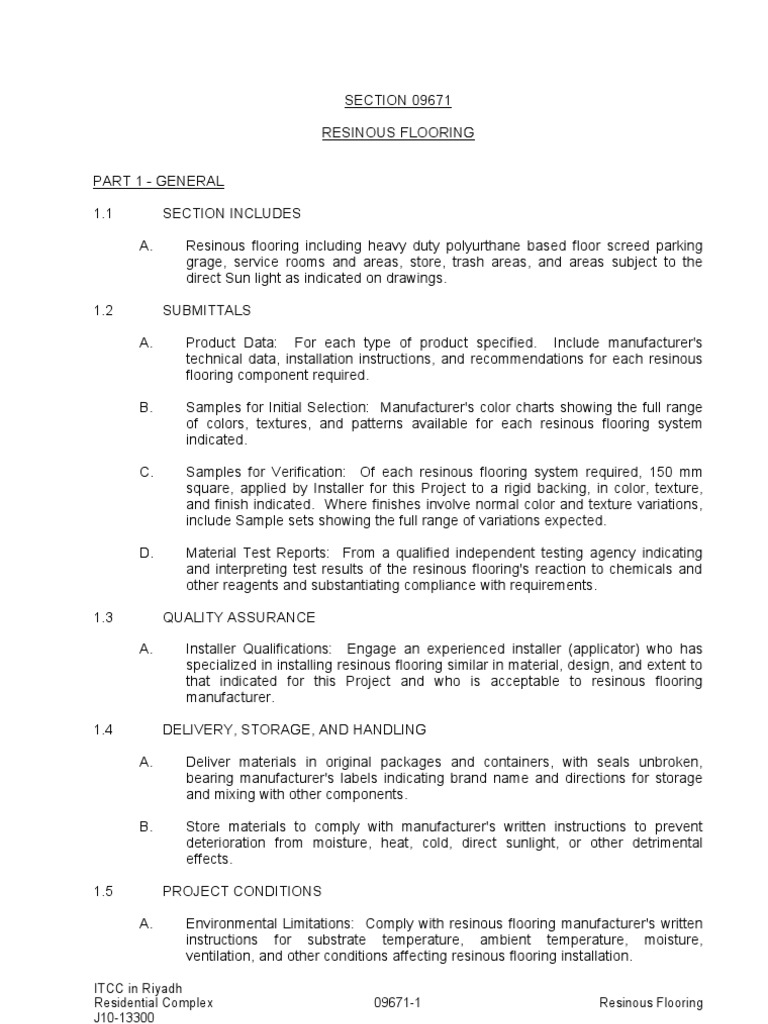 ITCC in Riyadh Residential Complex J10-13300 09671-1 Resinous Flooring ...