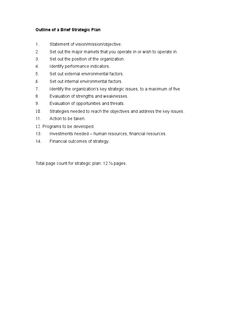 Brief Strategic Plan Outline | PDF | Strategic Planning | Strategic ...