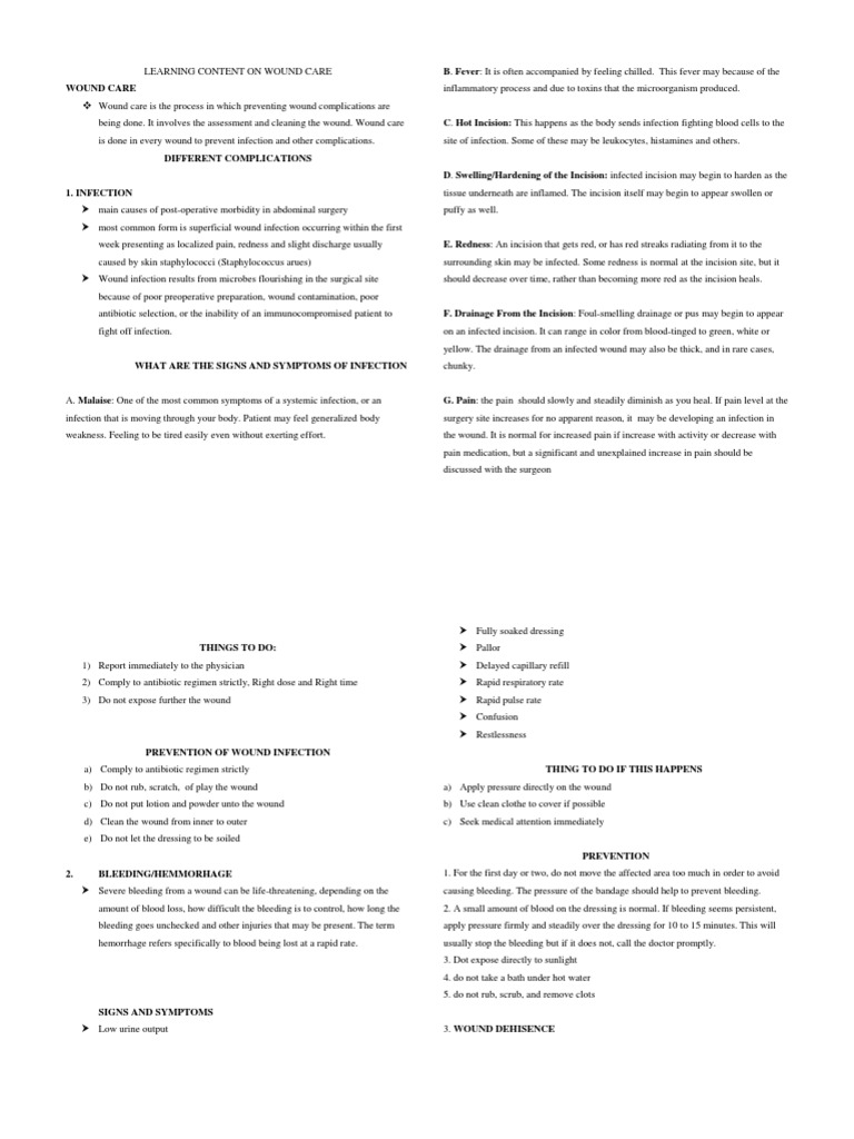 Teaching Plan On Wound Care | PDF | Wound | Bleeding