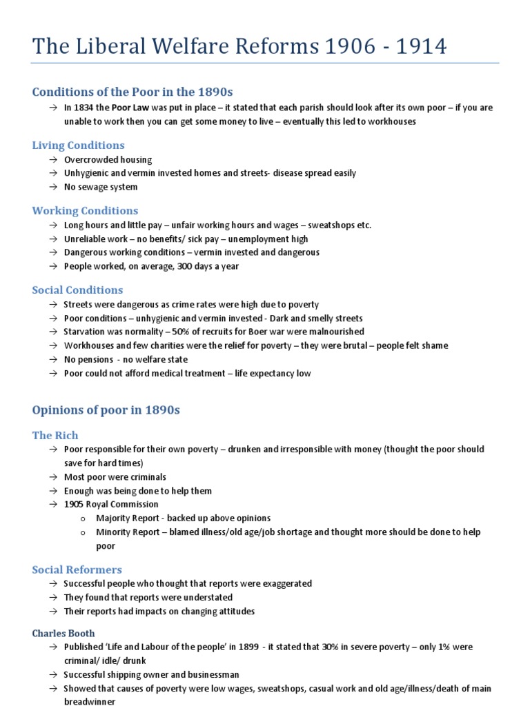 The Liberal Welfare Reforms 1906 | Liberal Party (Uk) | Welfare