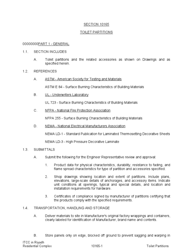 ITCC in Riyadh Residential Complex J10-13300 10165-1 Toilet Partitions ...