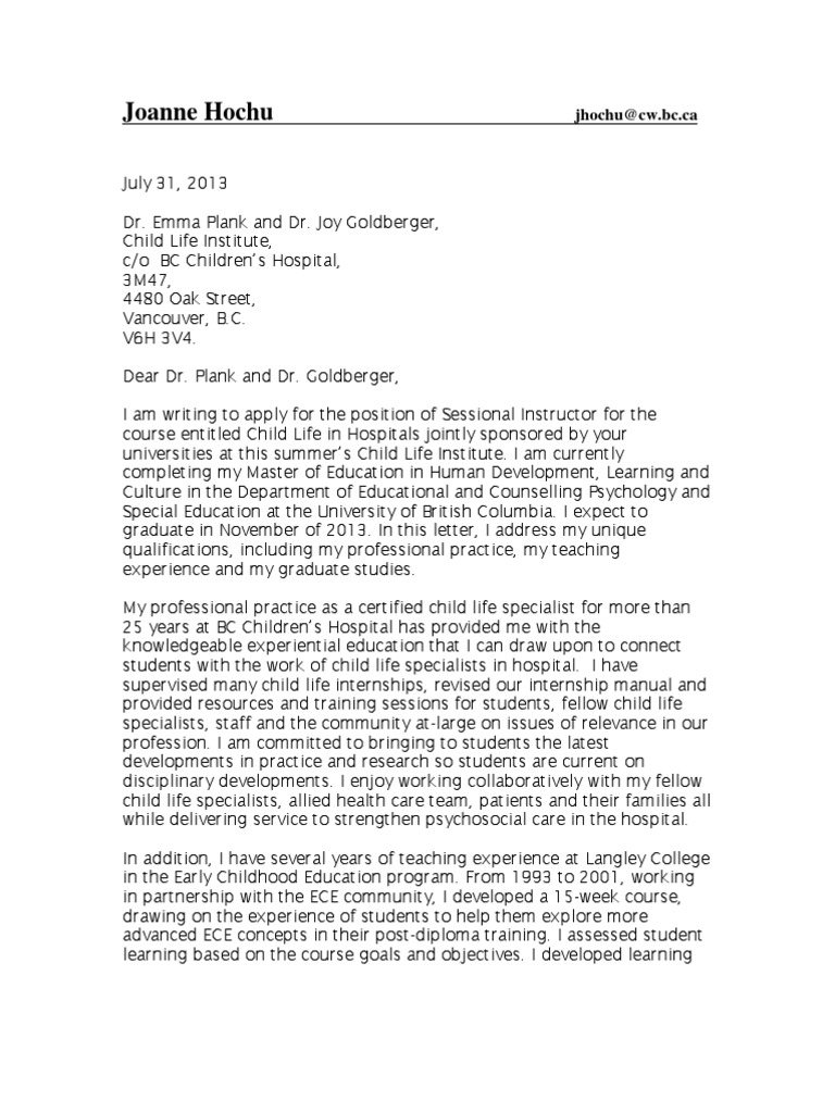 Cover Letter For Eportfolio | PDF | Graduate School | Teachers