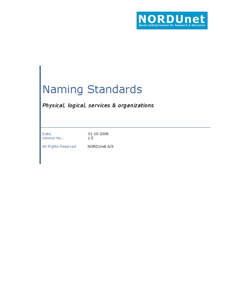 Naming Standard Rev. 1.5 | PDF | Identifier | Cable