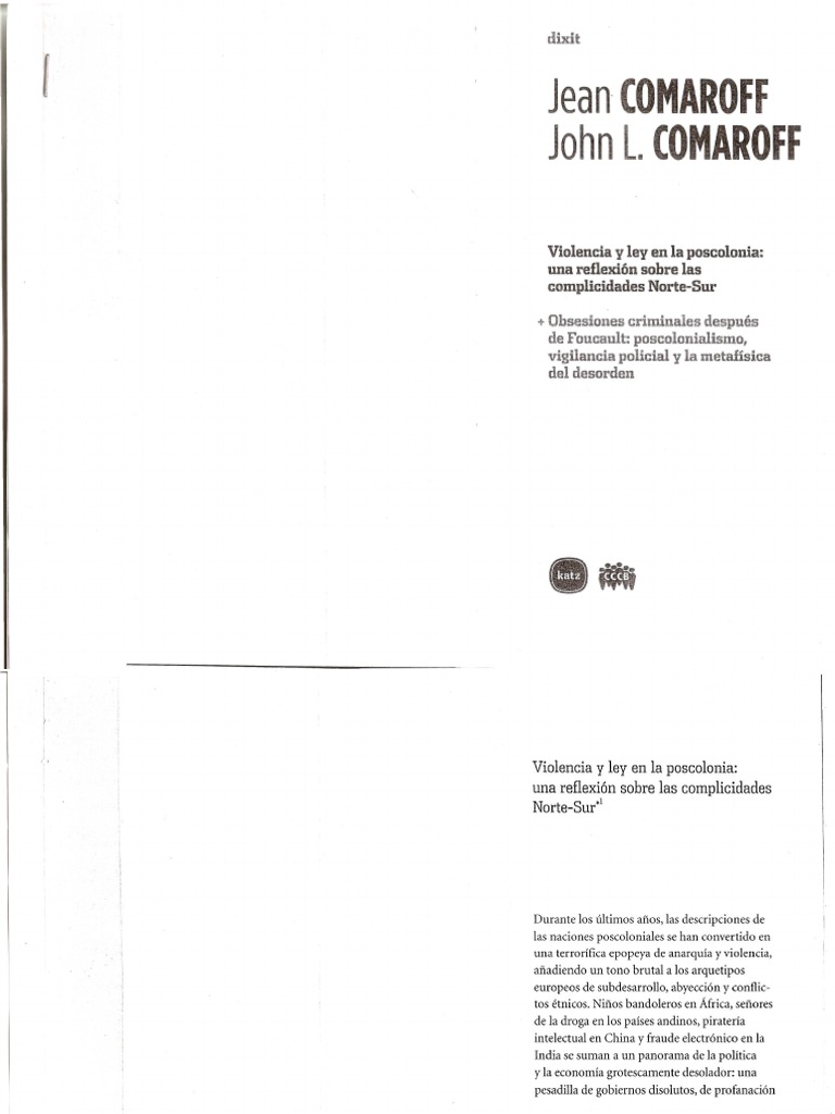 Jean y John Comaroff-Violencia y Ley en La Poscolonia | PDF