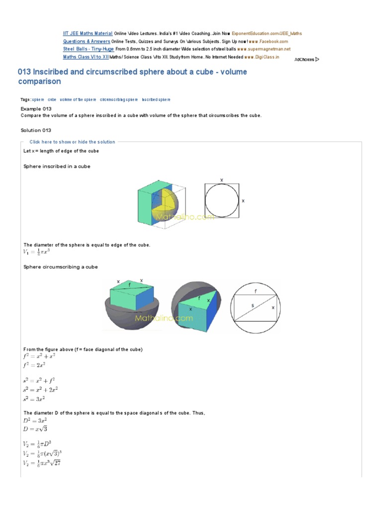 013 Insciribed and Circumscribed Sphere About A Cube - Volume ...