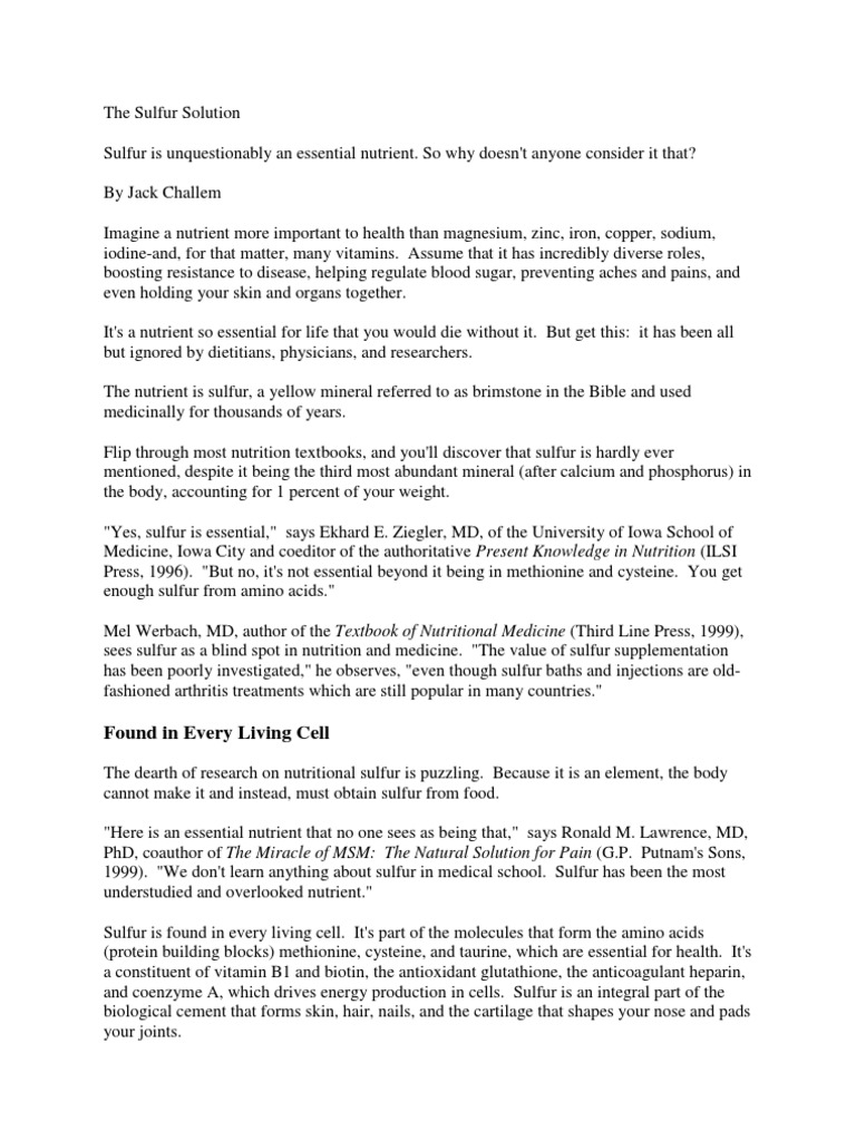 The Sulfur Solution | PDF