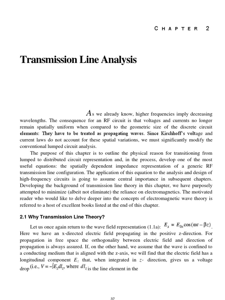 Transmission Line Analysis: Hapter | PDF | Transmission Line | Wavelength