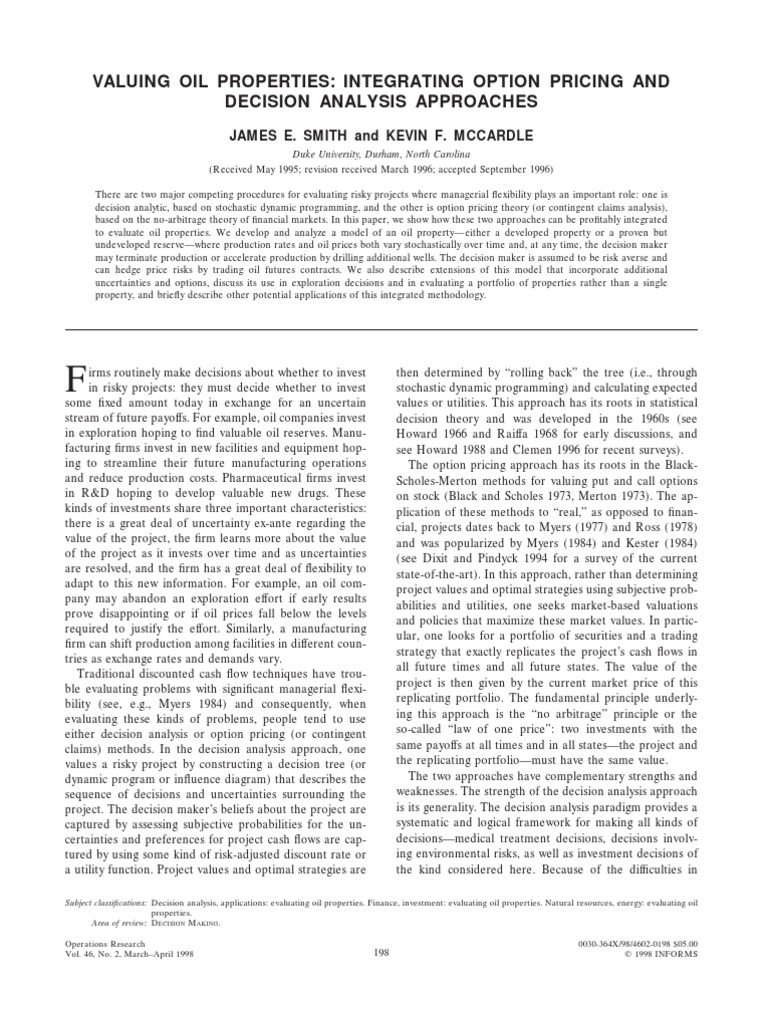 Valuing Oil Properties | PDF | Option (Finance) | Risk
