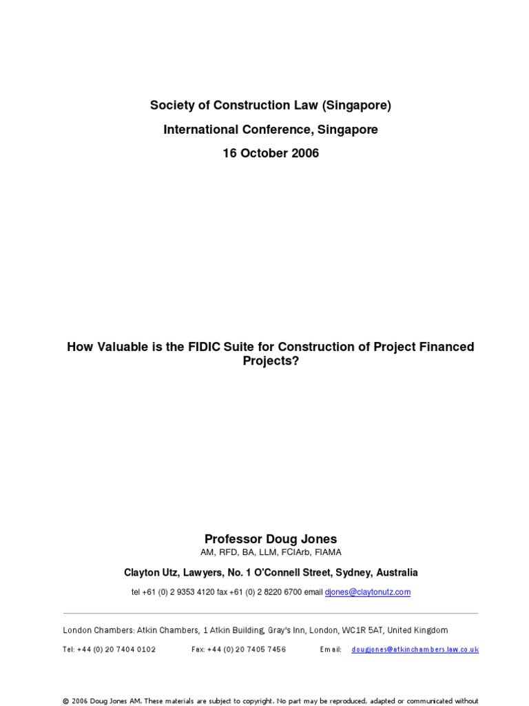 How Valuable Is The FIDIC Suite For Construction of Project Financed ...