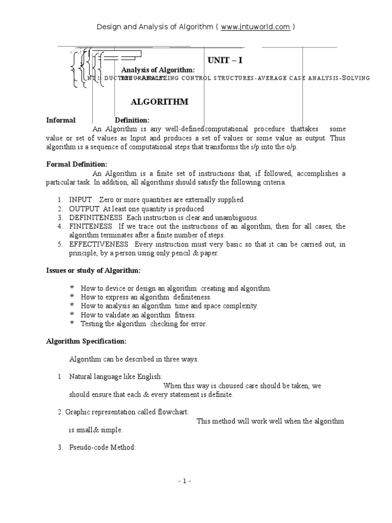 Unit 1 Jwfiles Pdf Algorithms Subroutine
