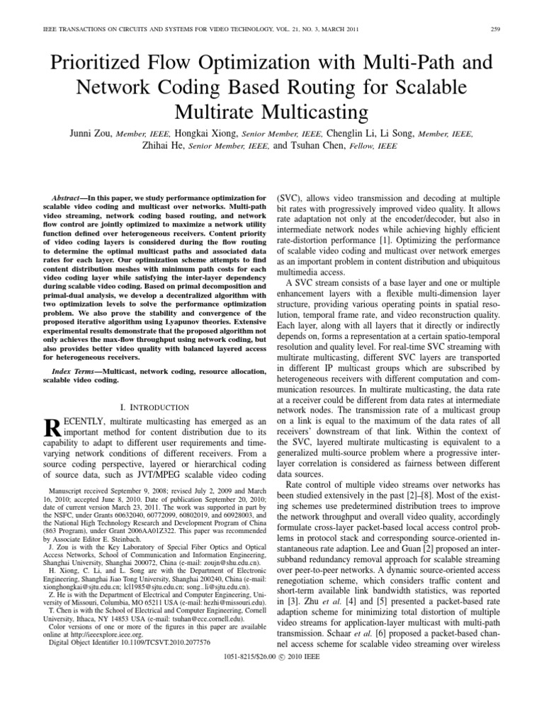 Prioritized Flow Optimization With Multi-Path and Network Coding Based Routing For Scalable ...